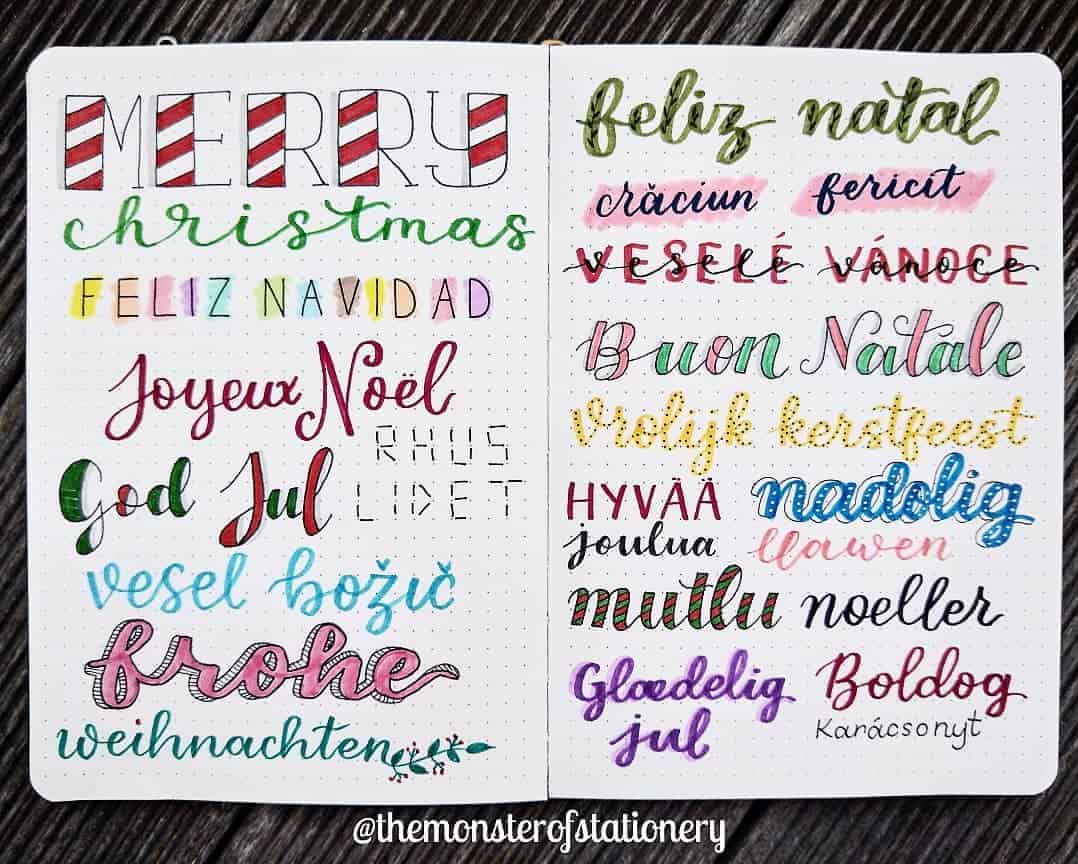 Bullet Journal Christmas Header Ideas