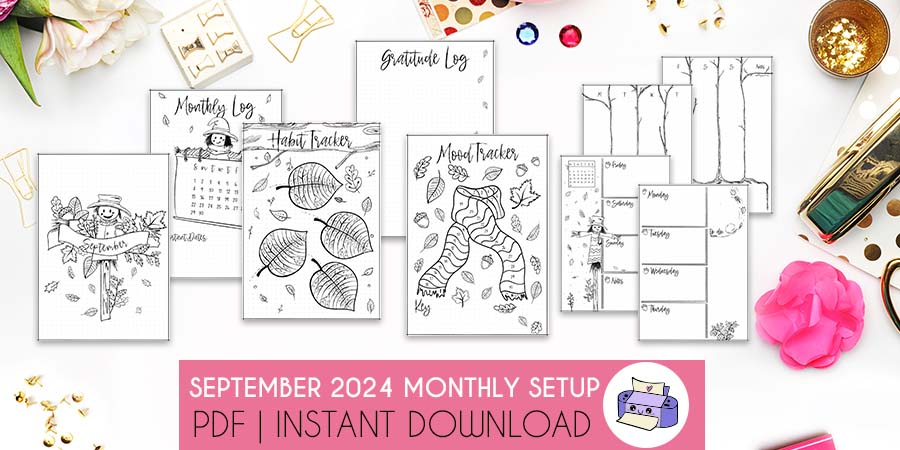 September 2024 Printable Bullet Journal Setup | Masha Plans