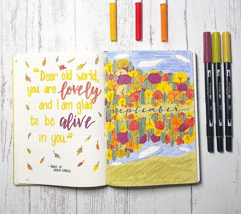 13 September Fall Theme Bullet Journal Inspirations