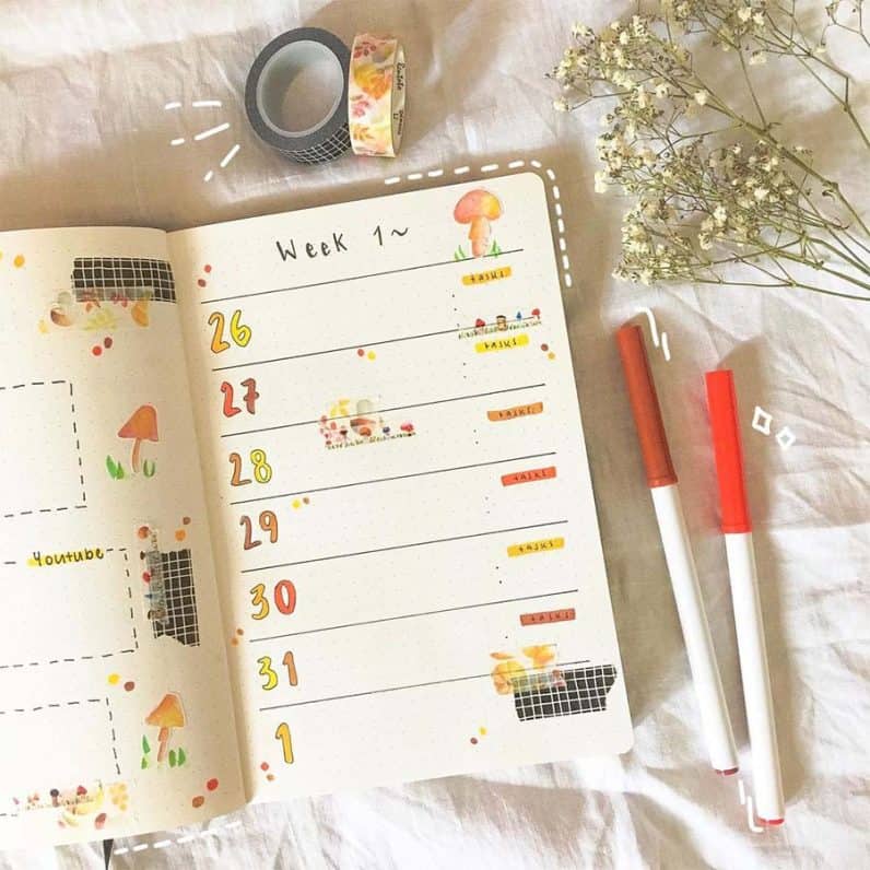 13 September Fall Theme Bullet Journal Inspirations