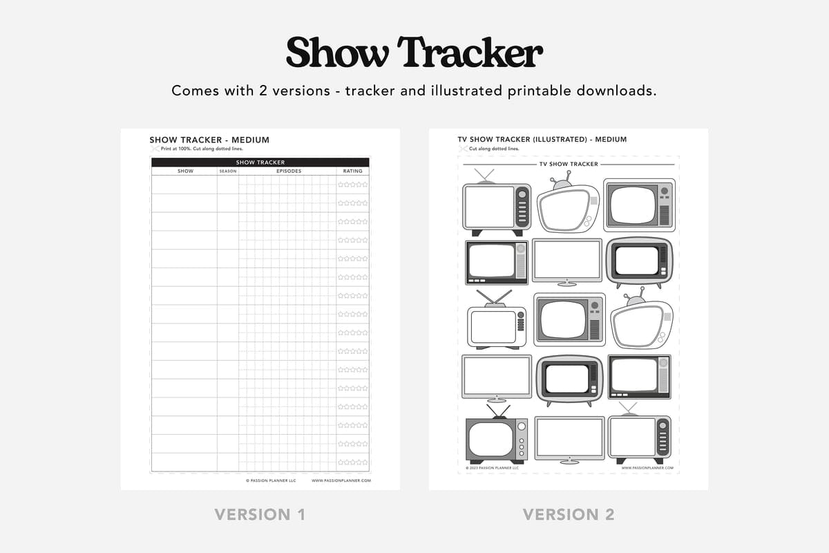 9 Free Bullet Journal TV Tracker Printables