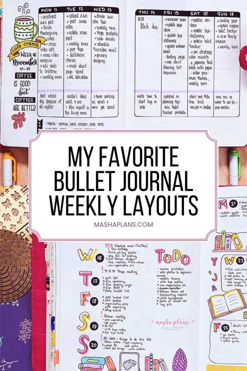 My Favorite Bullet Journal Weekly Layouts