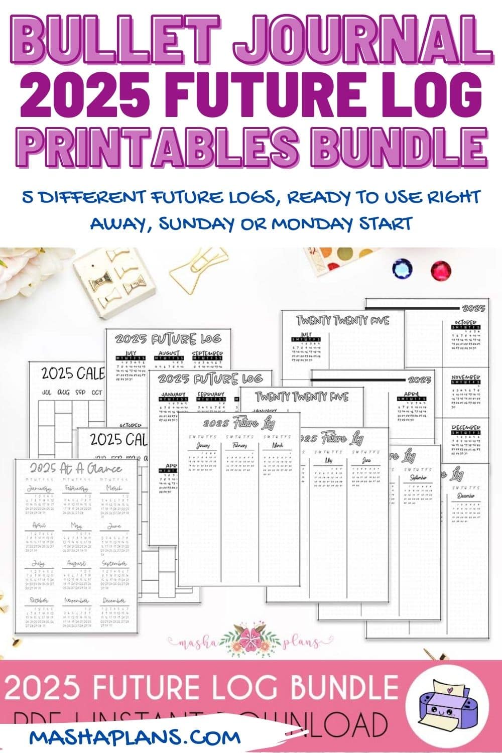 2025 Bullet Journal Future Log Bundle | Masha Plans
