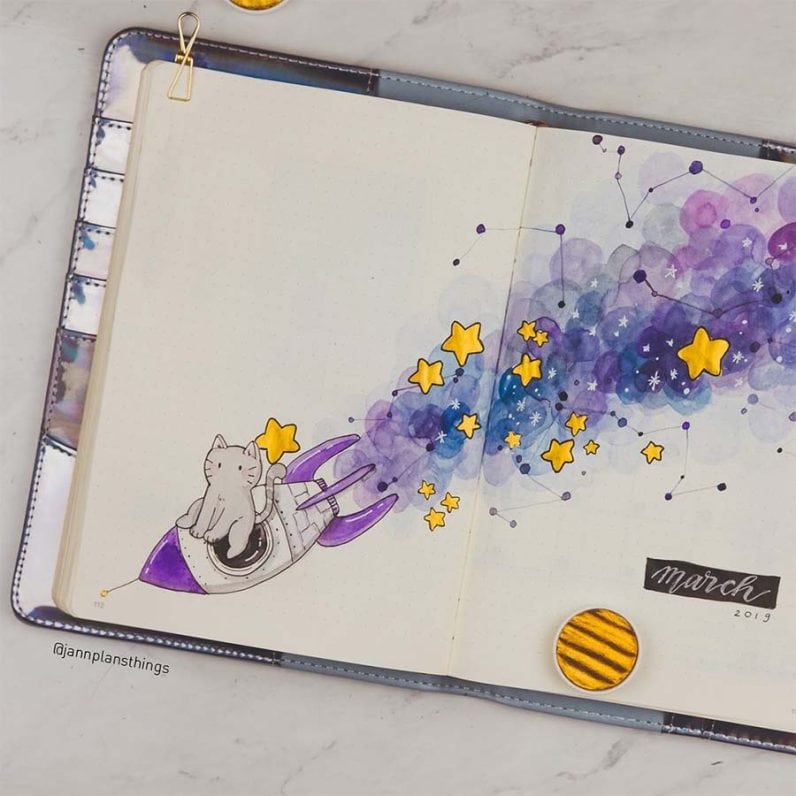 Bullet Journal Space Theme Inspirations