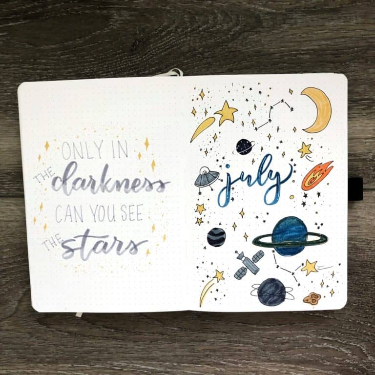 Bullet Journal Space Theme Inspirations
