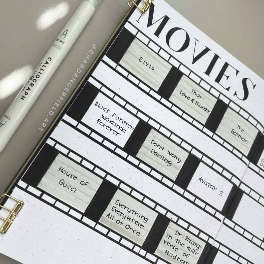 13 Creative Bullet Journal Movie Tracker Ideas