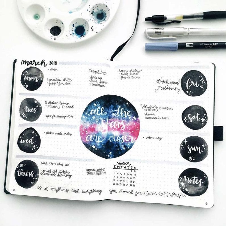 21 Galaxy Themed Bullet Journal Inspirations