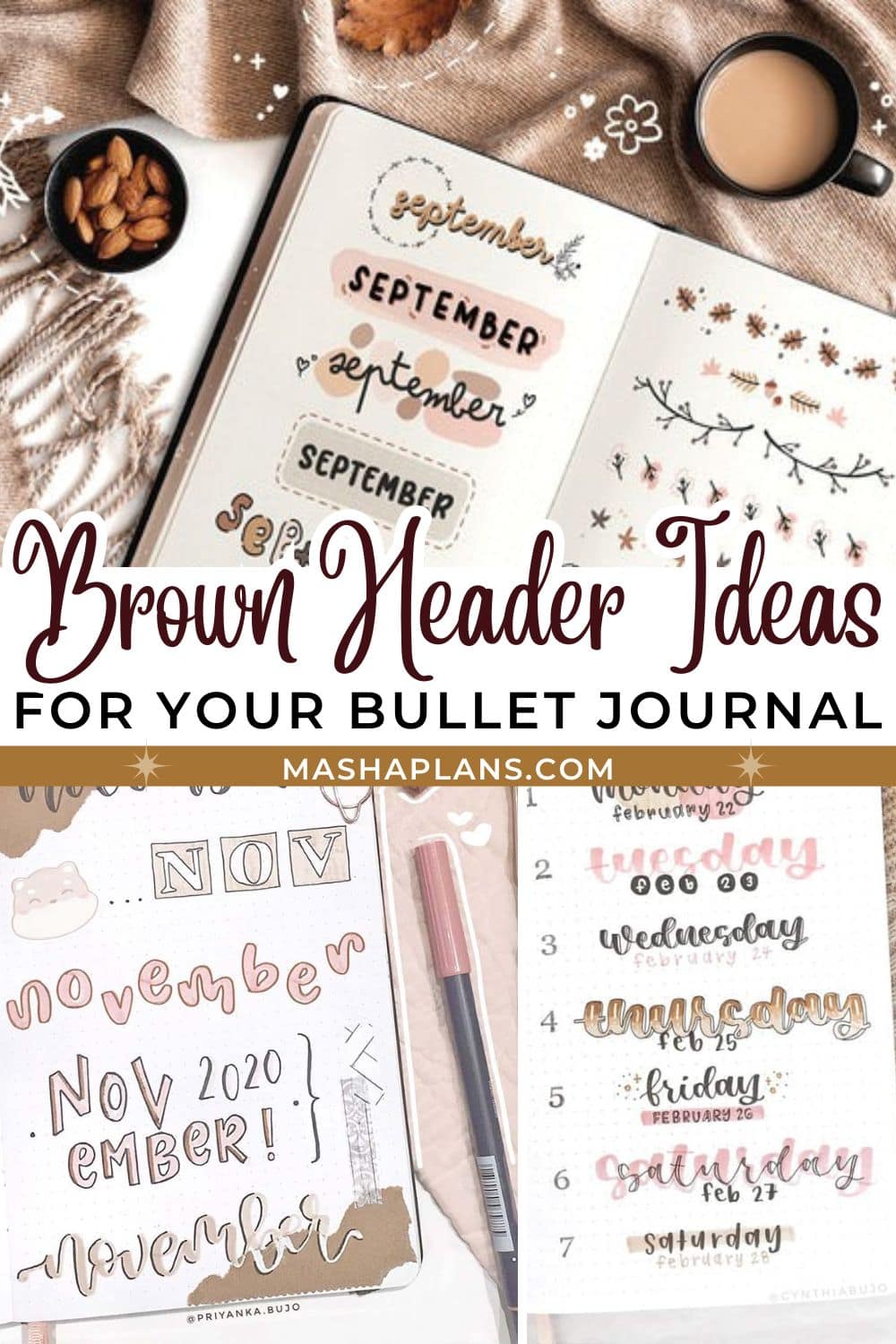 Brown Header Ideas For Your Bullet Journal