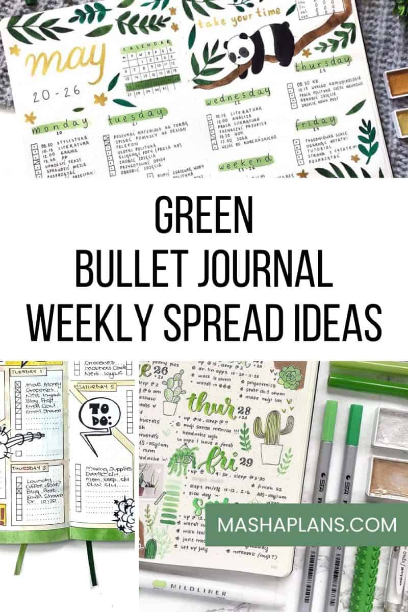 Bullet Journal Green Weekly Spread Ideas