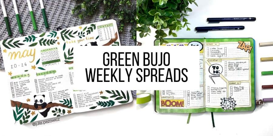 Bullet Journal Green Weekly Spread Ideas