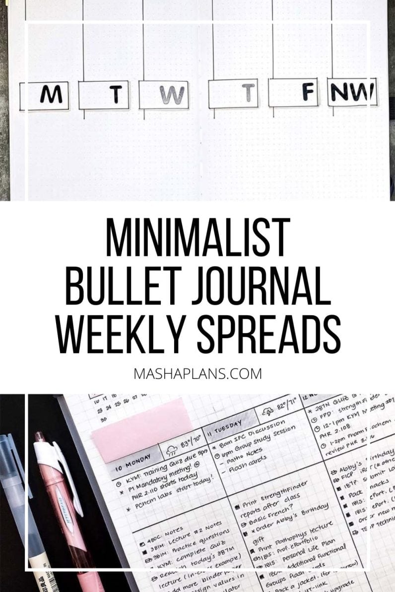 Minimalist Bullet Journal Weekly Spread Ideas