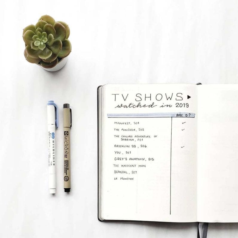 TV Show Tracker Bullet Journal Ideas