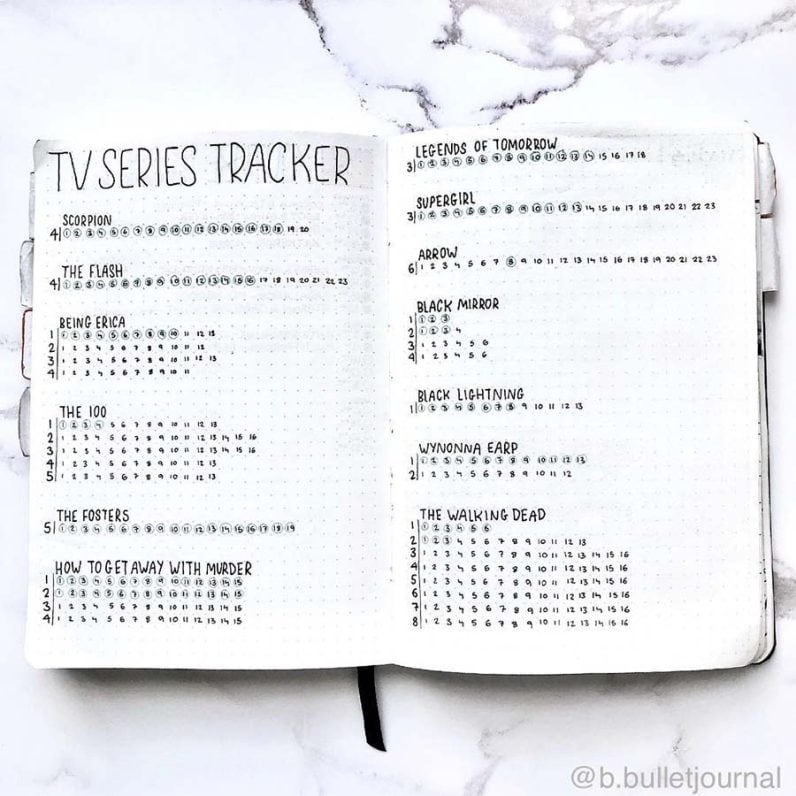 TV Show Tracker Bullet Journal Ideas
