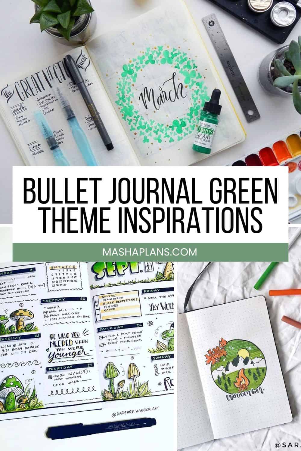 Bullet Journal Green Theme Inspirations