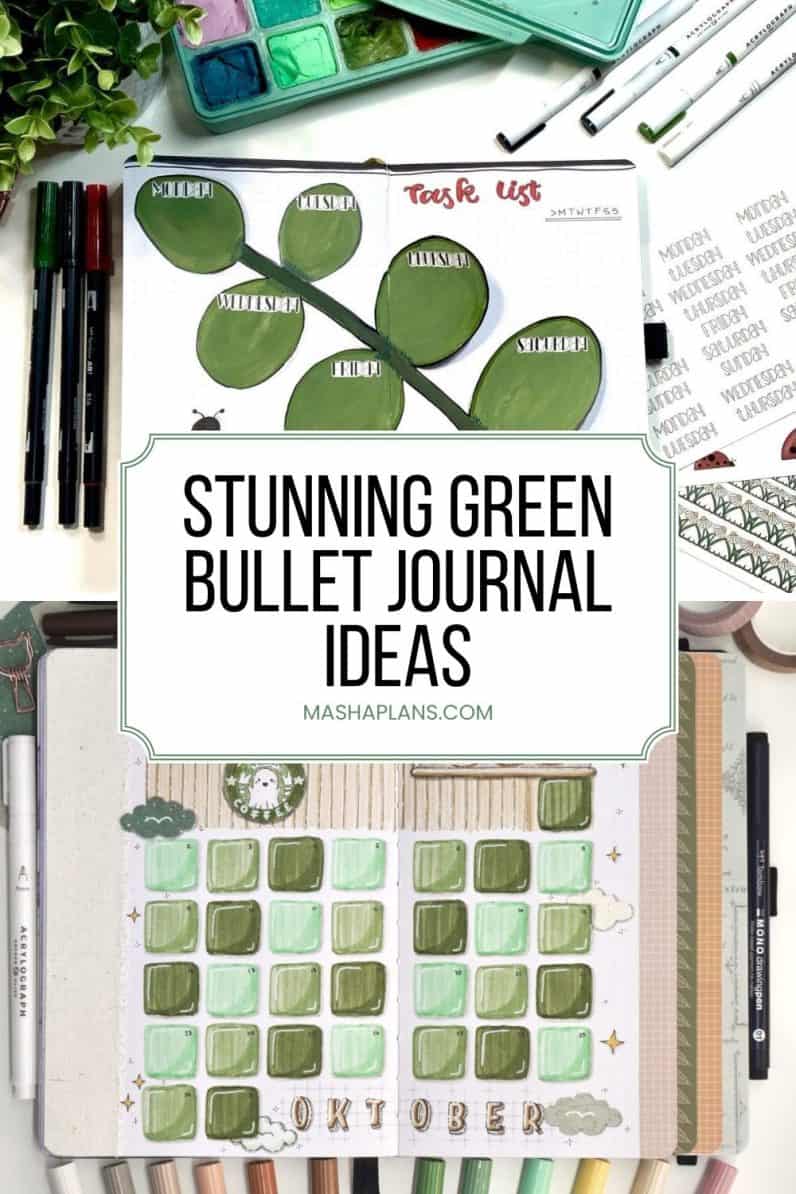 17 Stunning Green Bullet Journal Ideas
