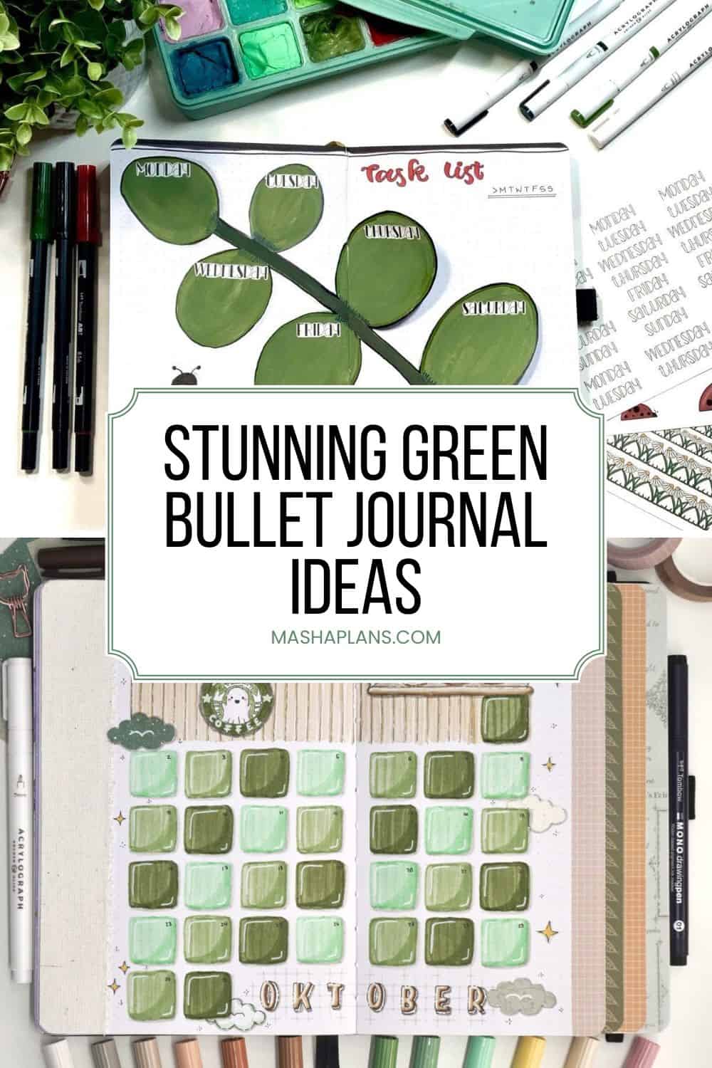 17 Stunning Green Bullet Journal Ideas