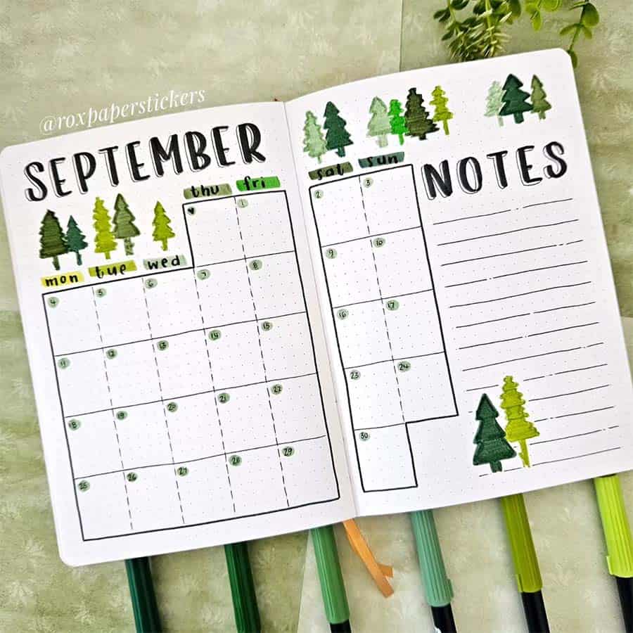 17 Stunning Green Bullet Journal Ideas