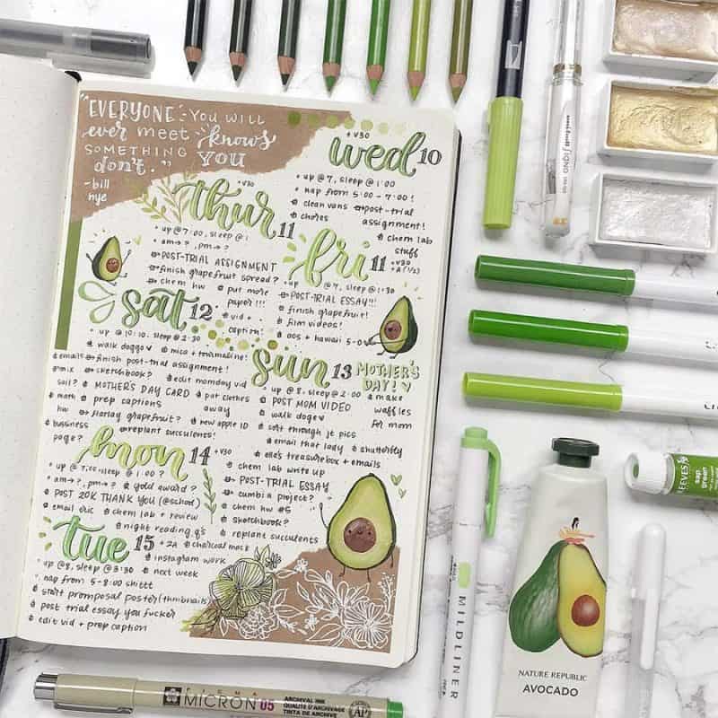 17 Stunning Green Bullet Journal Ideas