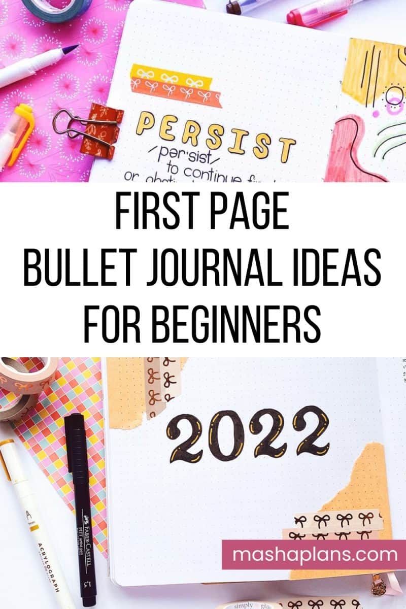 First Page Bullet Journal Ideas For Beginners