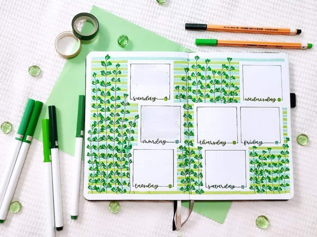 15 Green Aesthetic Bullet Journal Ideas