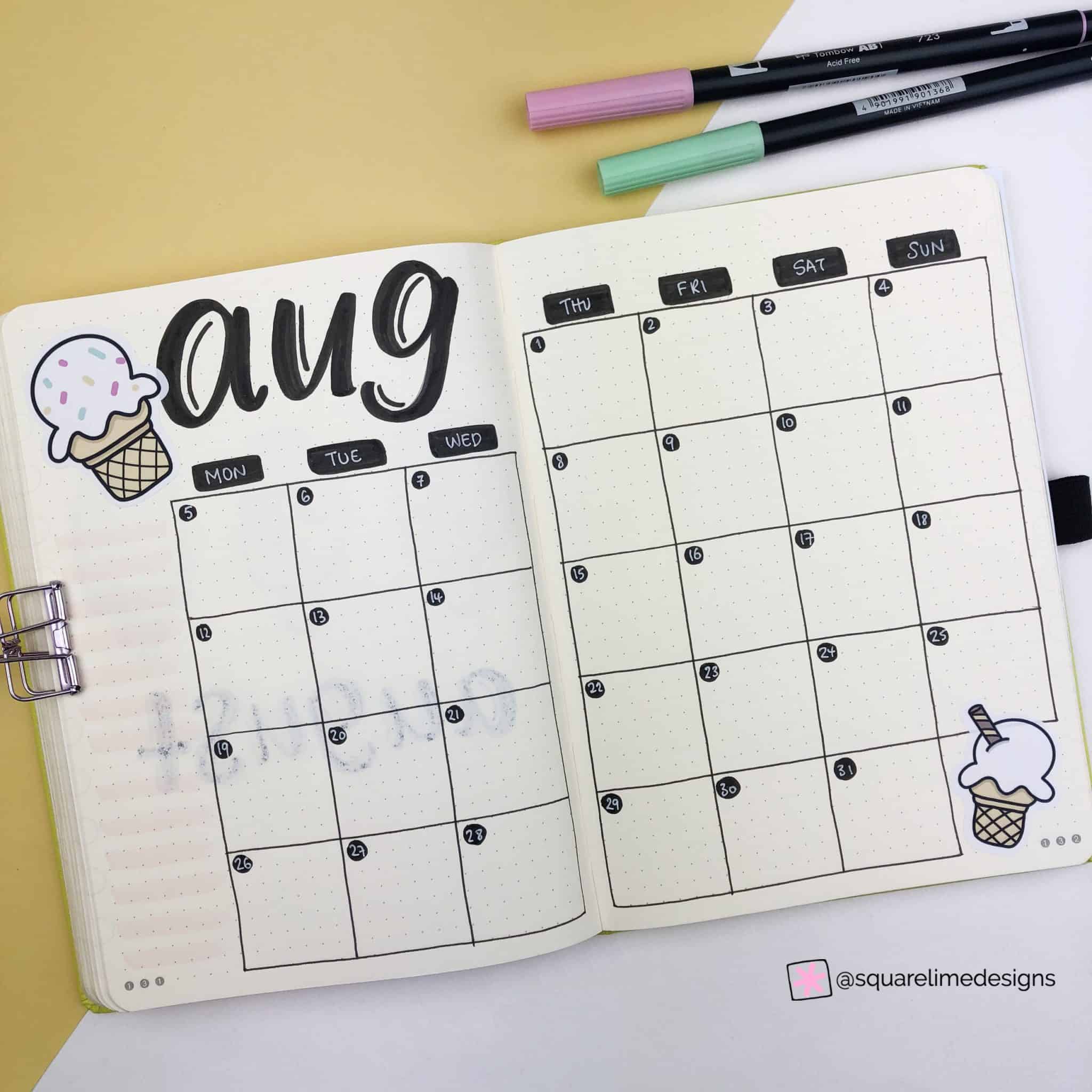 19 Sprinkly Ice Cream Bullet Journal Theme Inspirations
