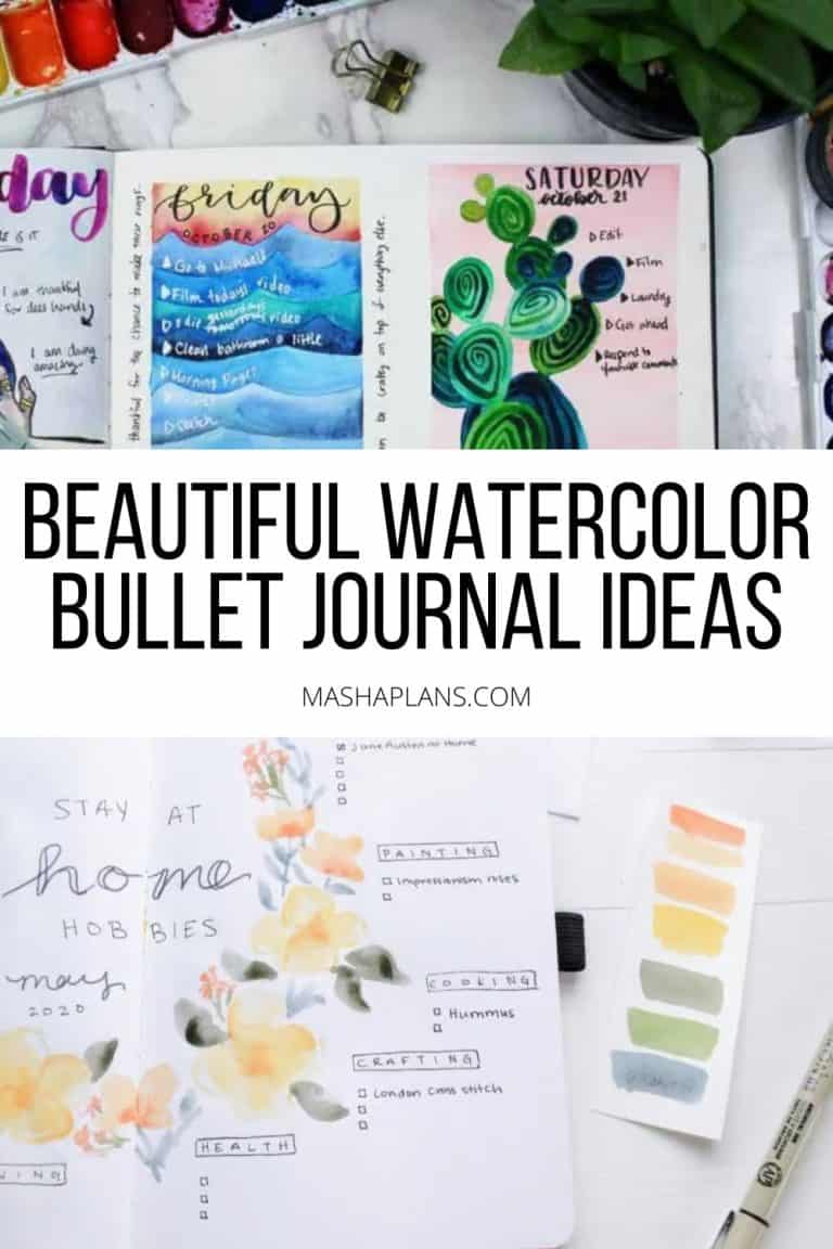 15 Beautiful Watercolor Bullet Journal Ideas