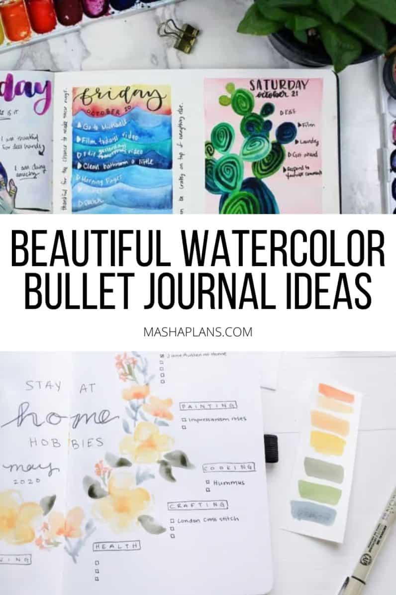 15 Beautiful Watercolor Bullet Journal Ideas