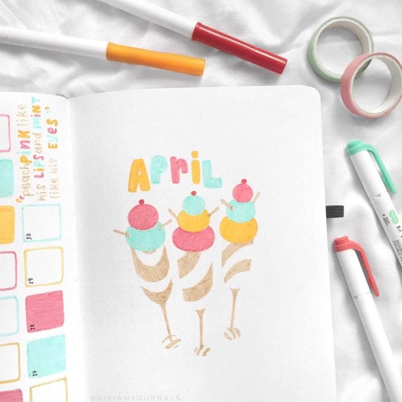 19 Sprinkly Ice Cream Bullet Journal Theme Inspirations