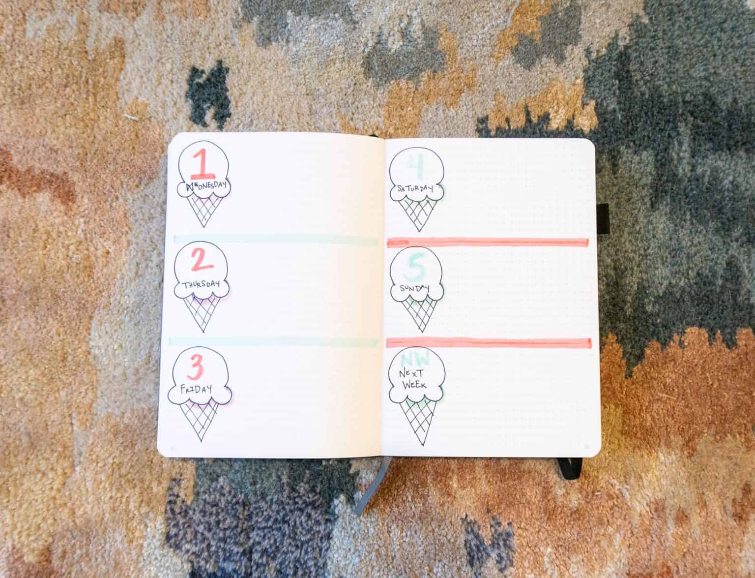 19 Sprinkly Ice Cream Bullet Journal Theme Inspirations