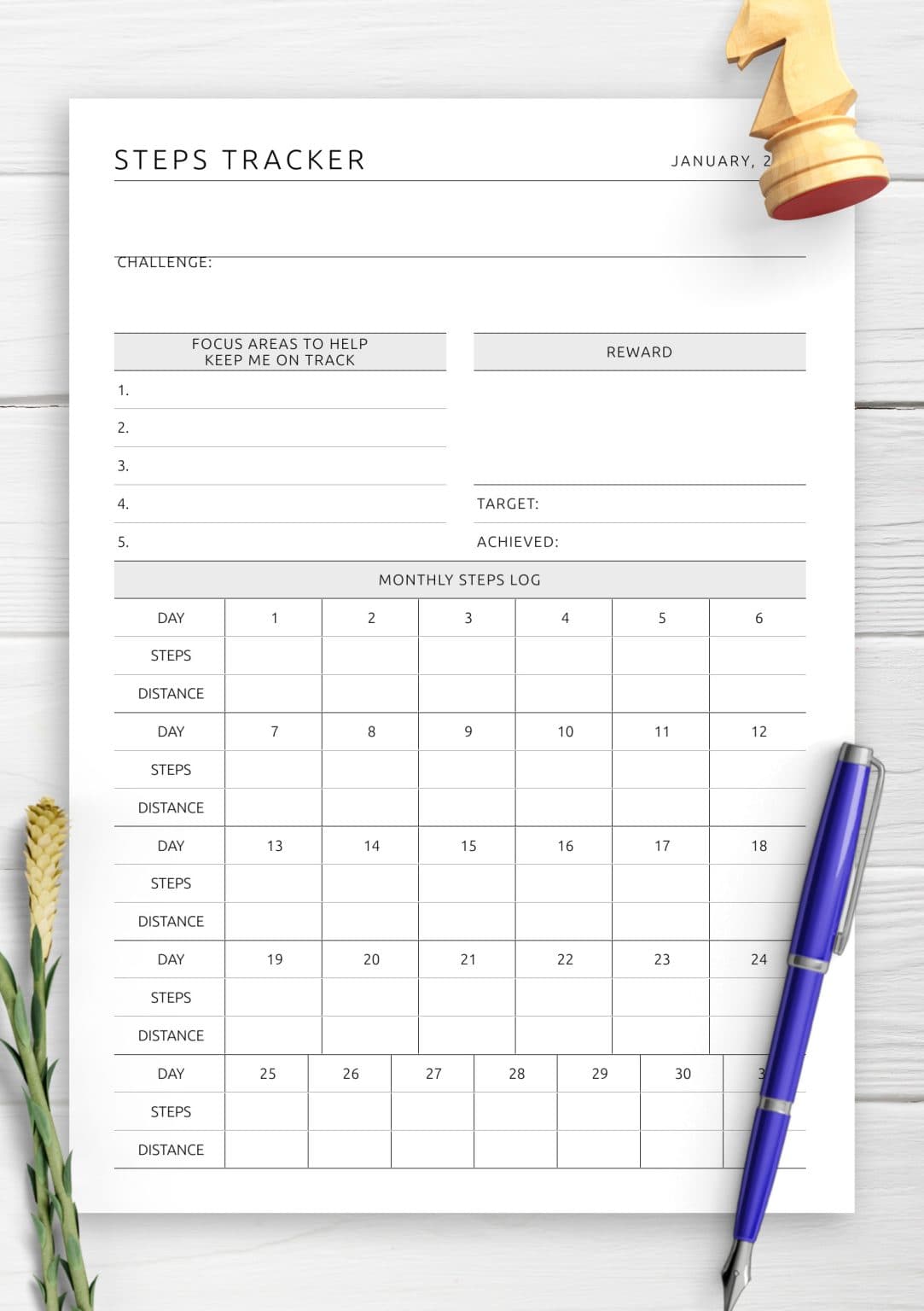 Free Steps Tracker Printables