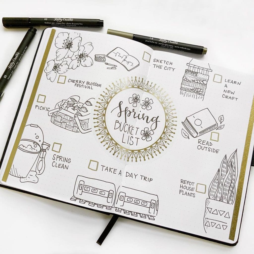 13 Spring Bucket List Bullet Journal Page Ideas