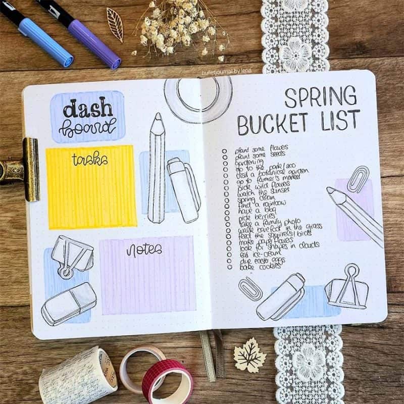 13 Spring Bucket List Bullet Journal Page Ideas