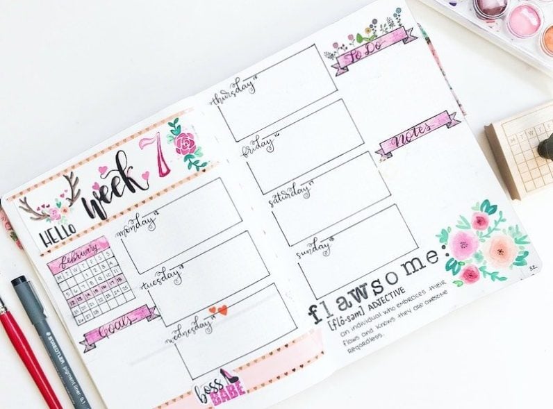 15 Beautiful Watercolor Bullet Journal Ideas