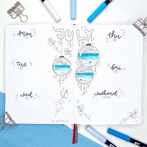 July Bullet Journal Weekly Spread Inspirations