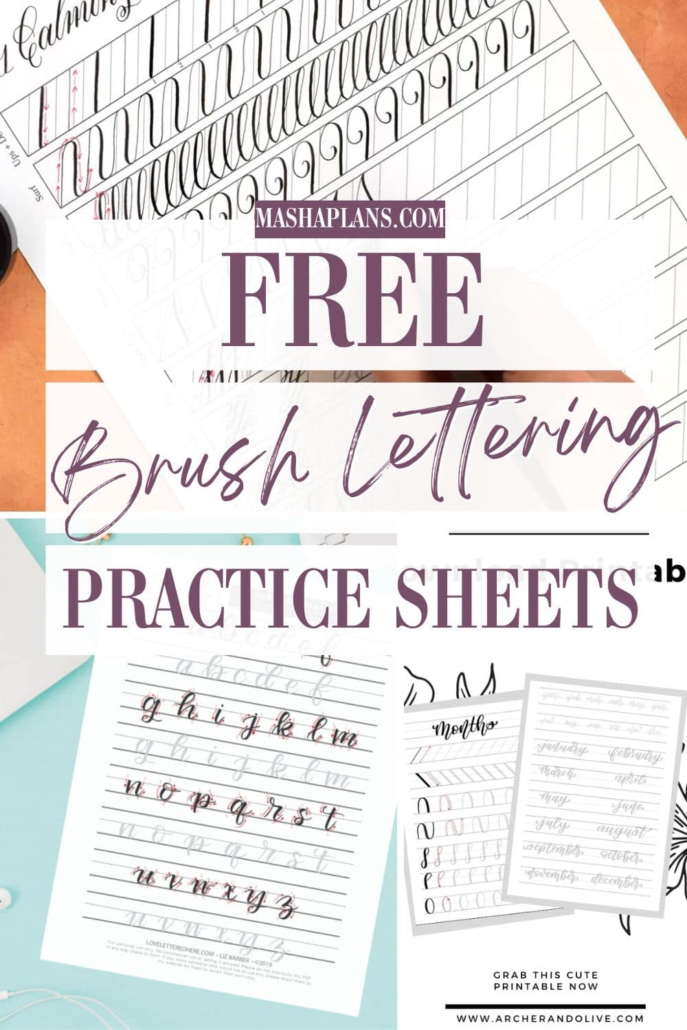 Free Brush Lettering Practice Sheets