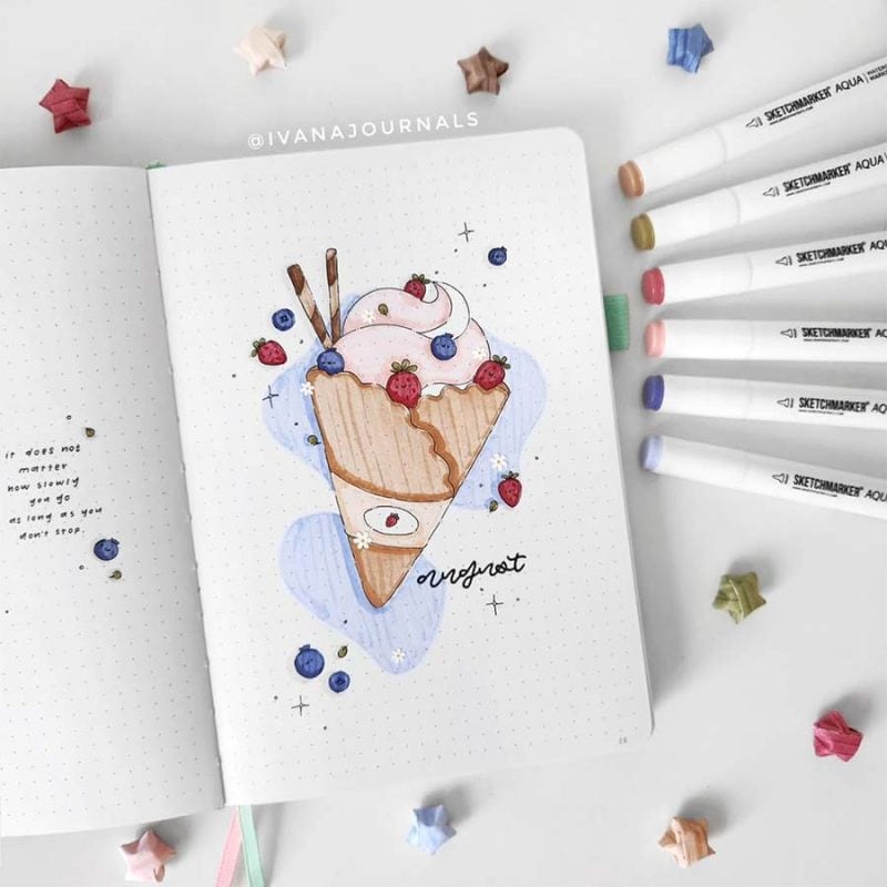 17 Stunning Ice Cream Bullet Journal Cover Page Ideas