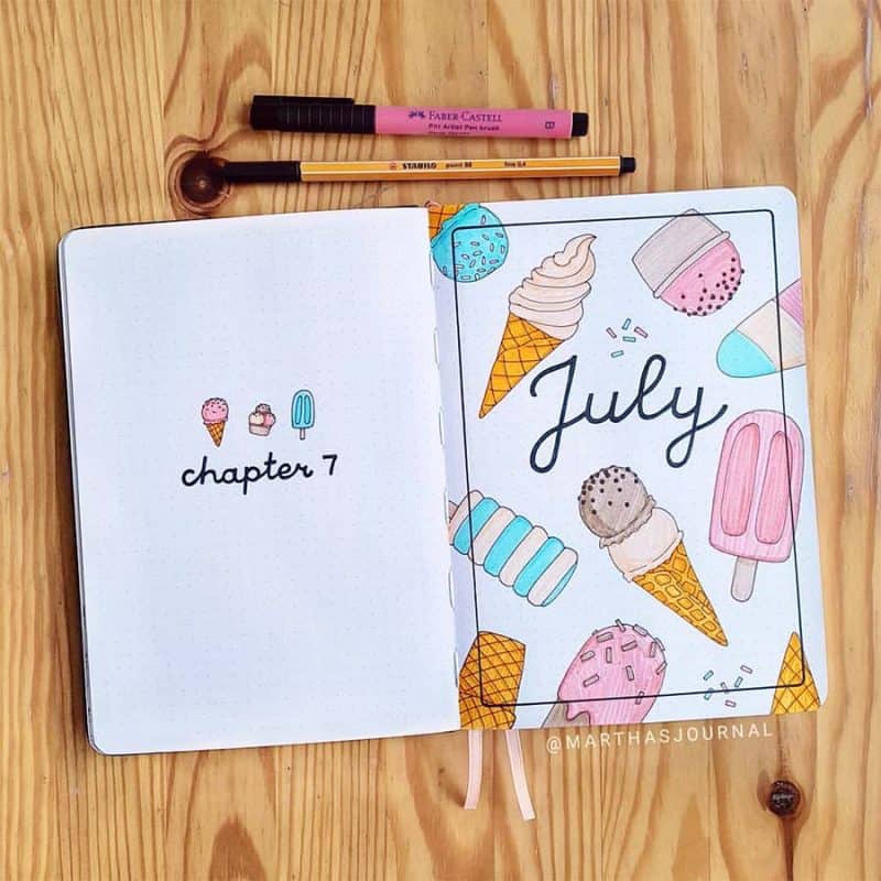 17 Stunning Ice Cream Bullet Journal Cover Page Ideas