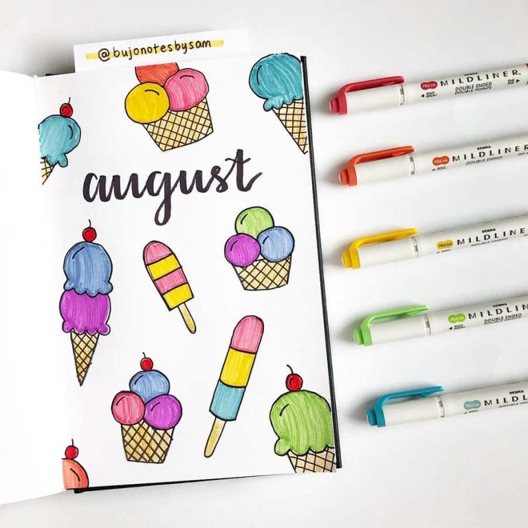 17 Stunning Ice Cream Bullet Journal Cover Page Ideas