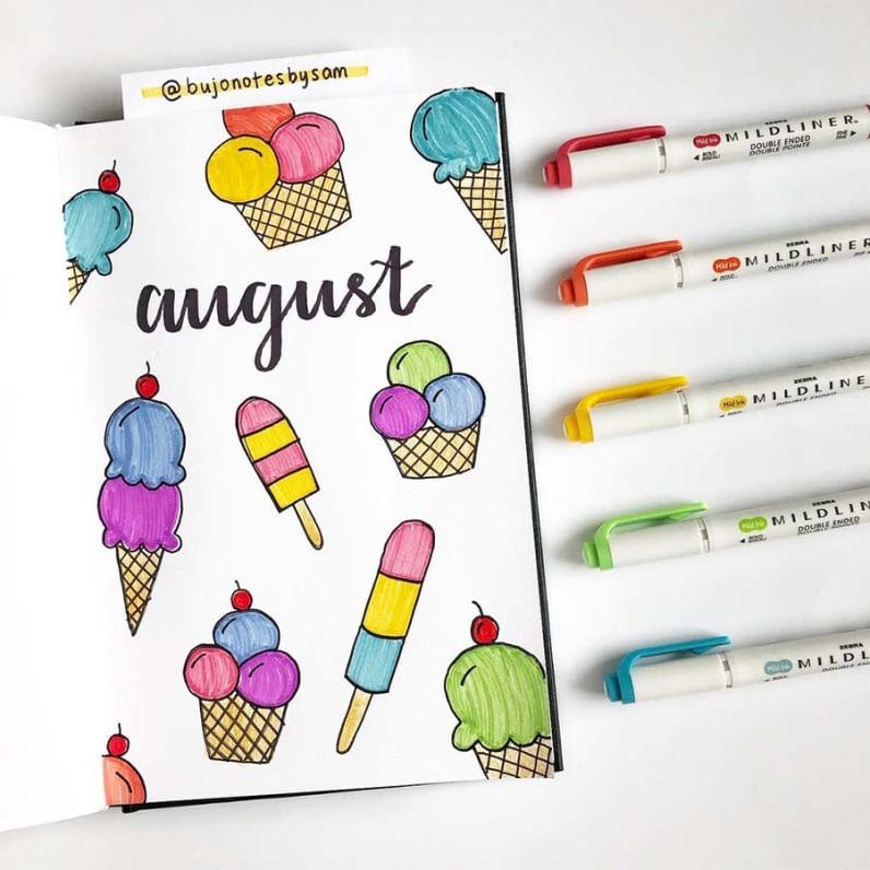 17 Stunning Ice Cream Bullet Journal Cover Page Ideas