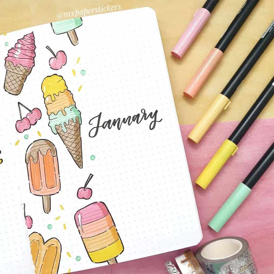 17 Stunning Ice Cream Bullet Journal Cover Page Ideas