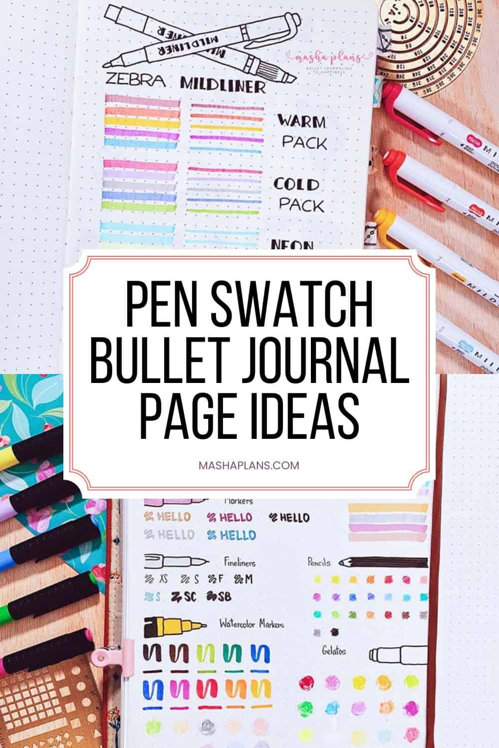 Pen Swatch Bullet Journal Page Ideas