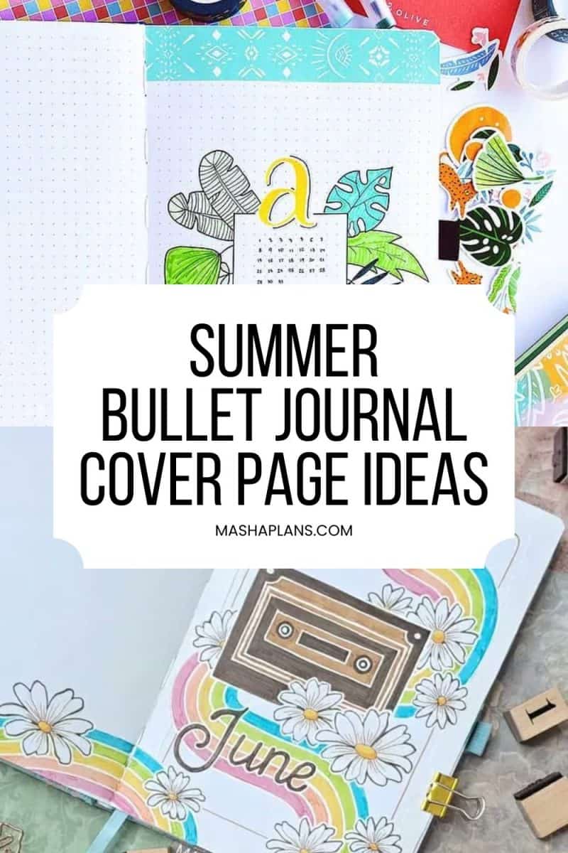 Creative Bullet Journal Summer Cover Page Ideas