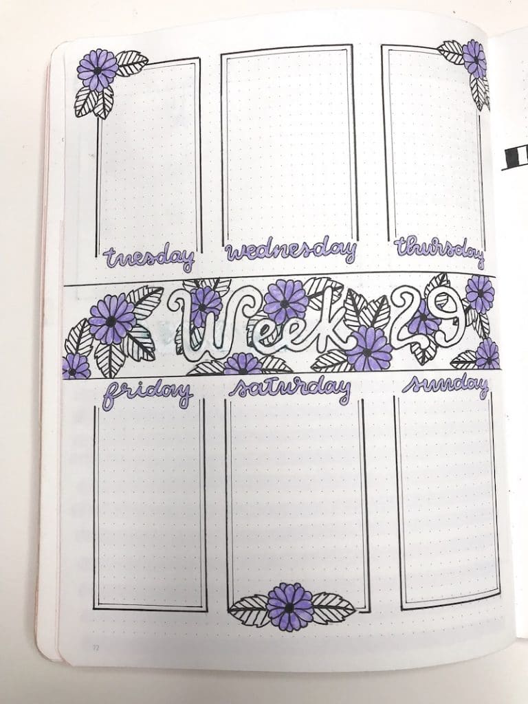 Bullet Journal One Page Weekly Spread Inspirations