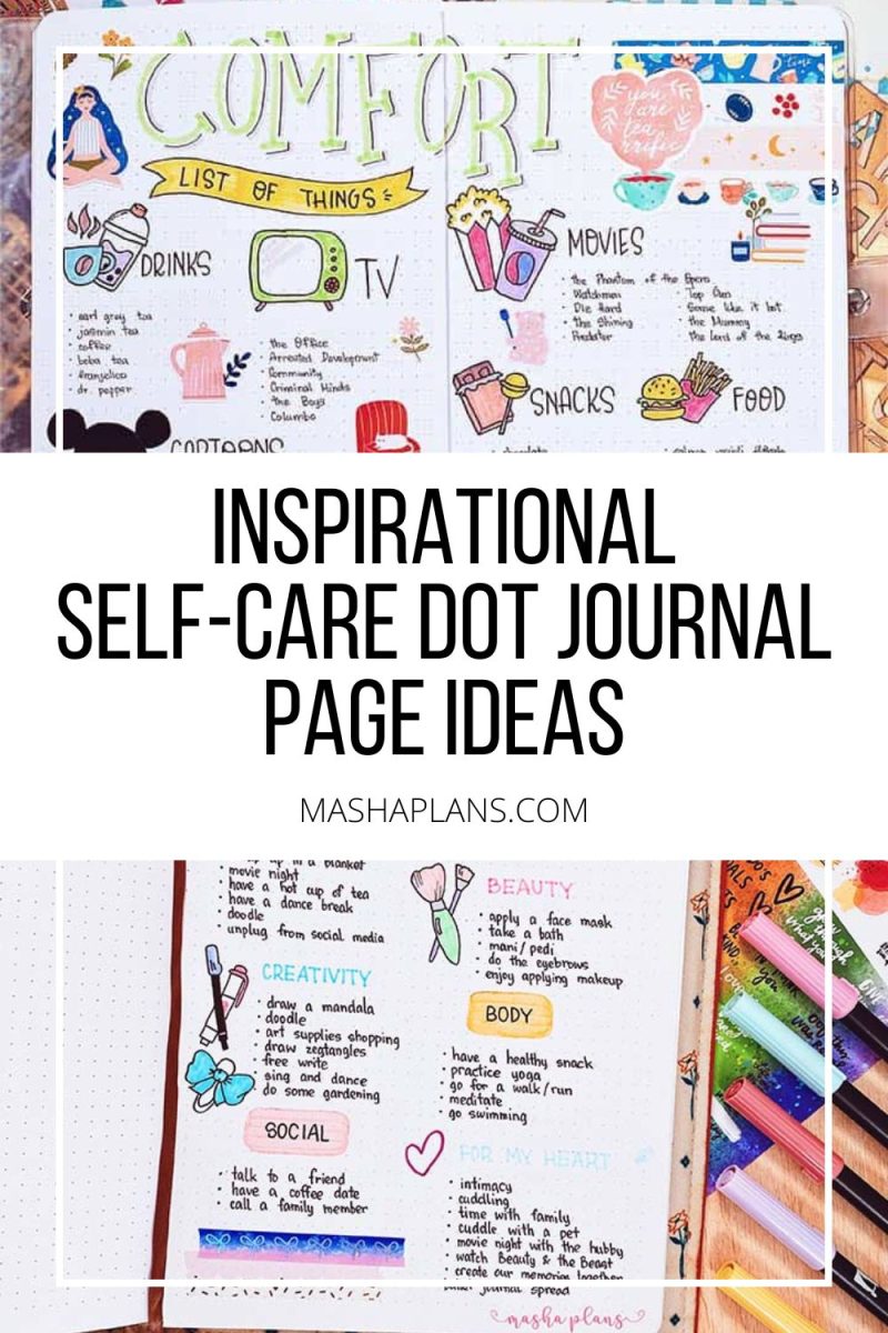 Inspirational Self Care Dot Journal Page Ideas